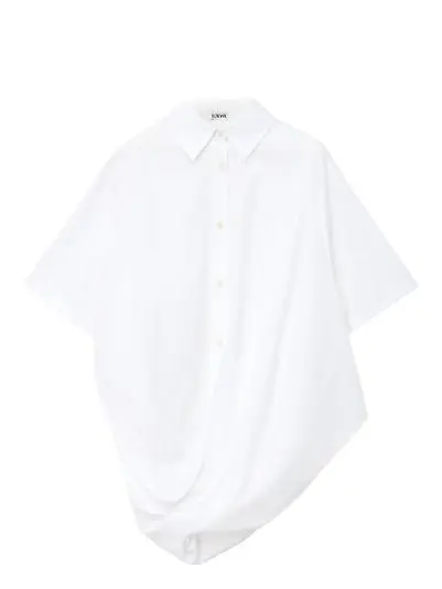Loewe Draped Asymmetric-hem Cotton Shirt - White