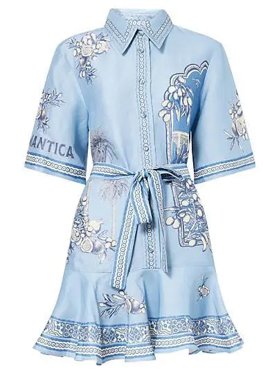 ALEMAIS Alémais X Lrnce Villa Romantica Belted Mini Dress - Blue