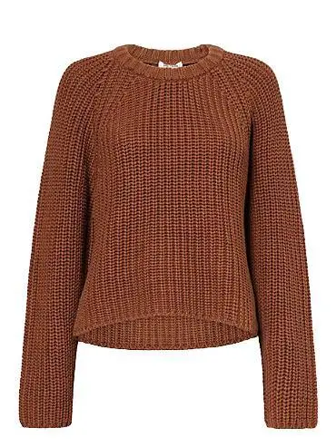 ME+EM Chunky-knit Raglan-sleeve Cotton Jumper - Walnut Brown