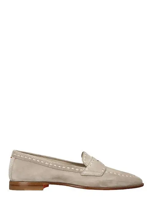 Santoni Marlene Suede Loafers - Beige