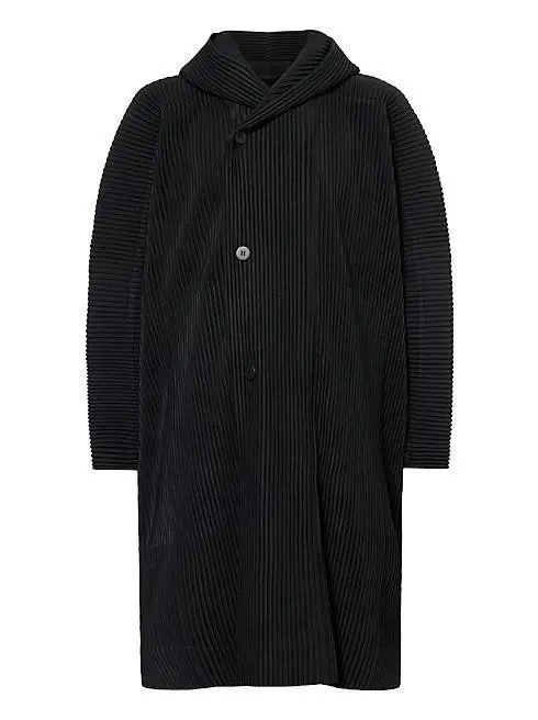 Issey Miyake Pleated Woven Coat - Black