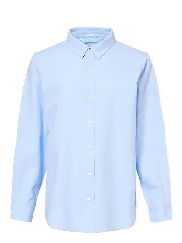 MOTHER The Bestie Logo-embroidered Cotton Shirt - Light Blue