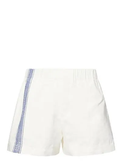 JW Anderson Striped Logo Linen Shorts - Off White/blue