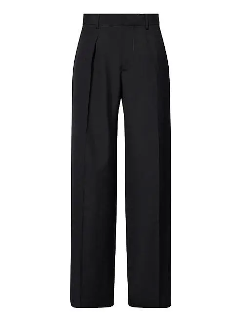 JW Anderson Straight-leg Pleated Wool Trousers - Black
