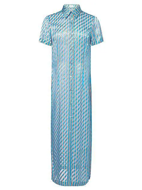 Dries Van Noten Devoré Silk-blend Shirt Dress - Turquoise