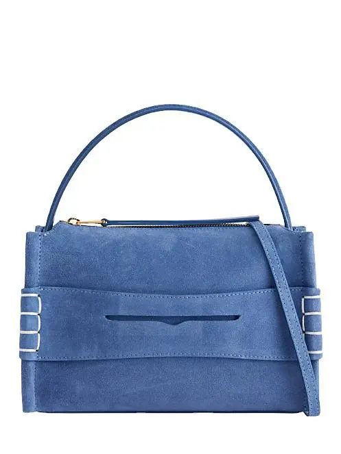 JW Anderson Loafer Small Suede Shoulder Bag - Mid Blue