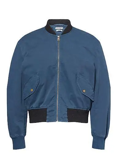 JW Anderson Stand-collar Flap-pocket Cotton Bomber Jacket - Washed Navy