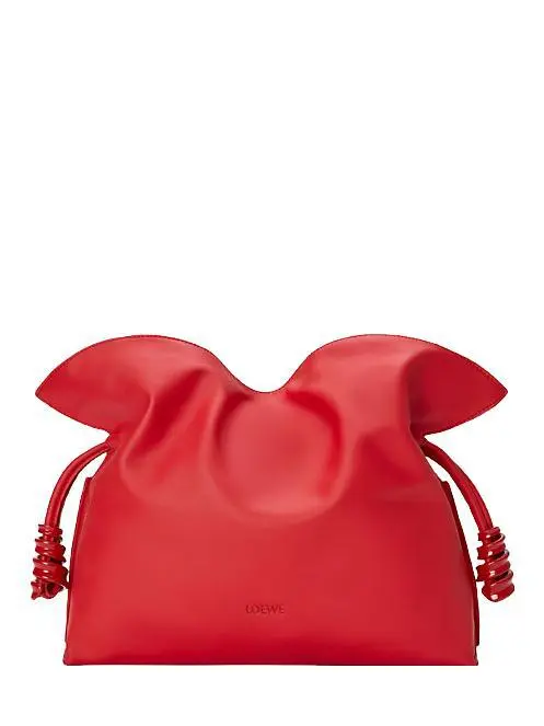Loewe Flamenco Leather Clutch Bag - Scarlet Red
