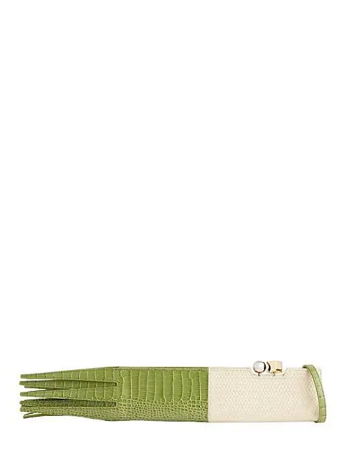 Jacquemus The Poireau Leather Clutch Bag - Green / Dusty Ivory