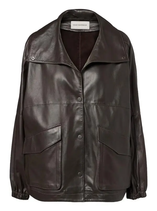 Nour Hammour Anorak Leather Jacket - Brown