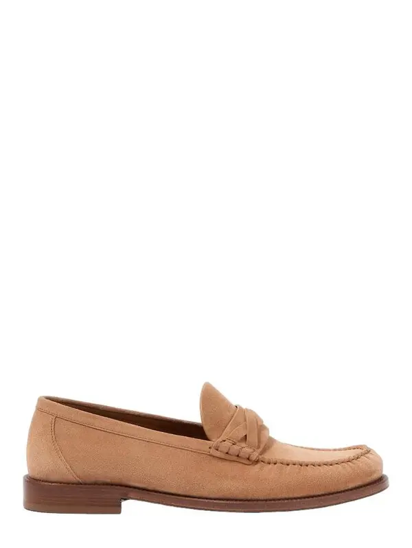 Brunello Cucinelli Suede Penny Loafers - Brown