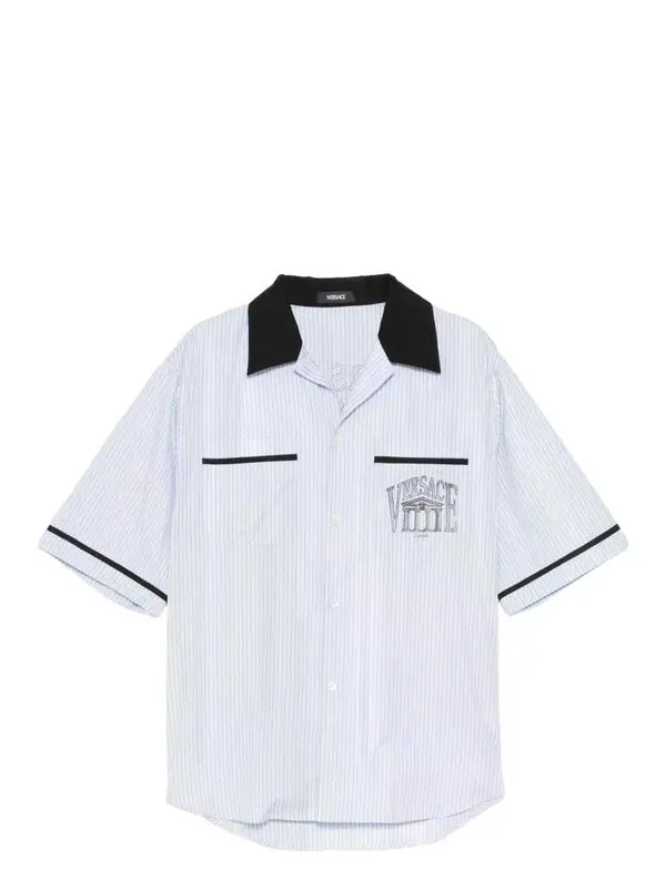 Versace Striped Graphic Shortleeves Shirt - Blue
