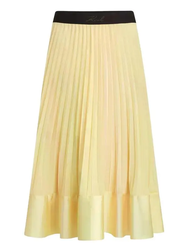 Karl Lagerfeld Pleated Midi Skirt - Yellow