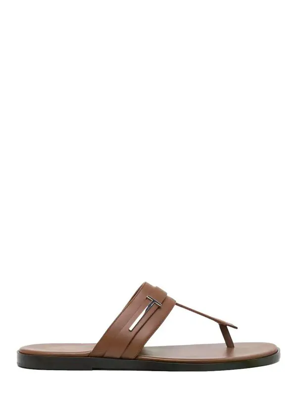 TOM FORD Logo Leather Flip-flops - Brown