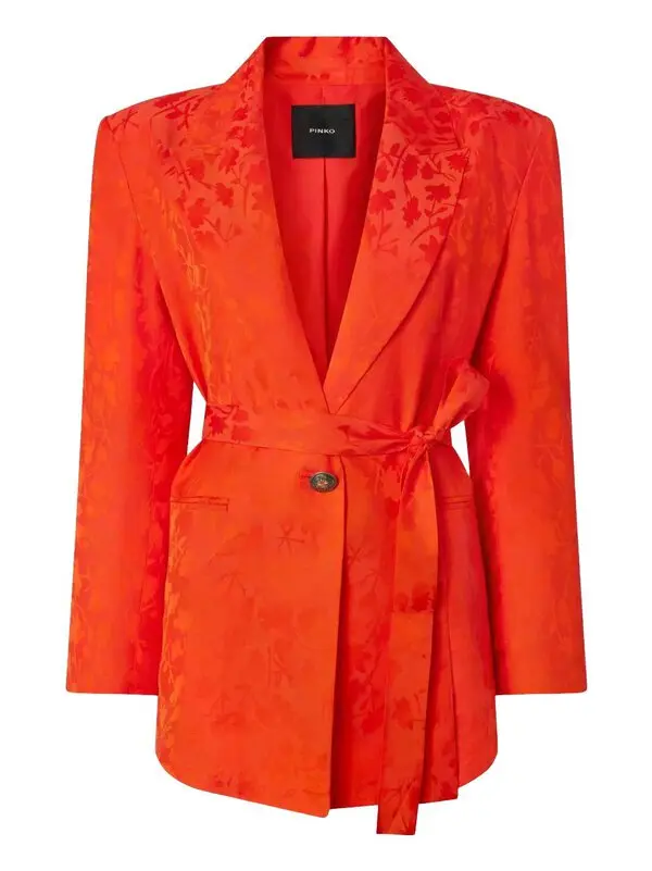Pinko Floral-pattern Belted Blazer - Orange