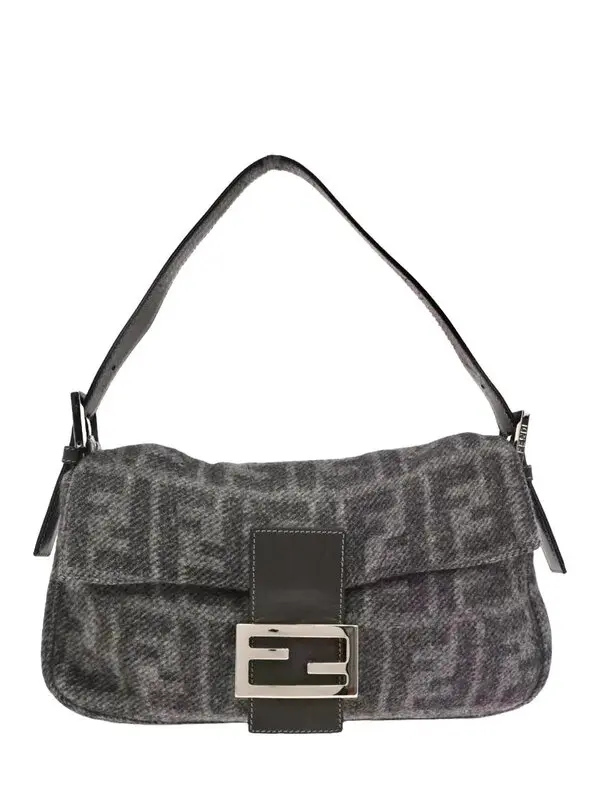 Fendi Baguette Zucca Monogram Handbag - Grey