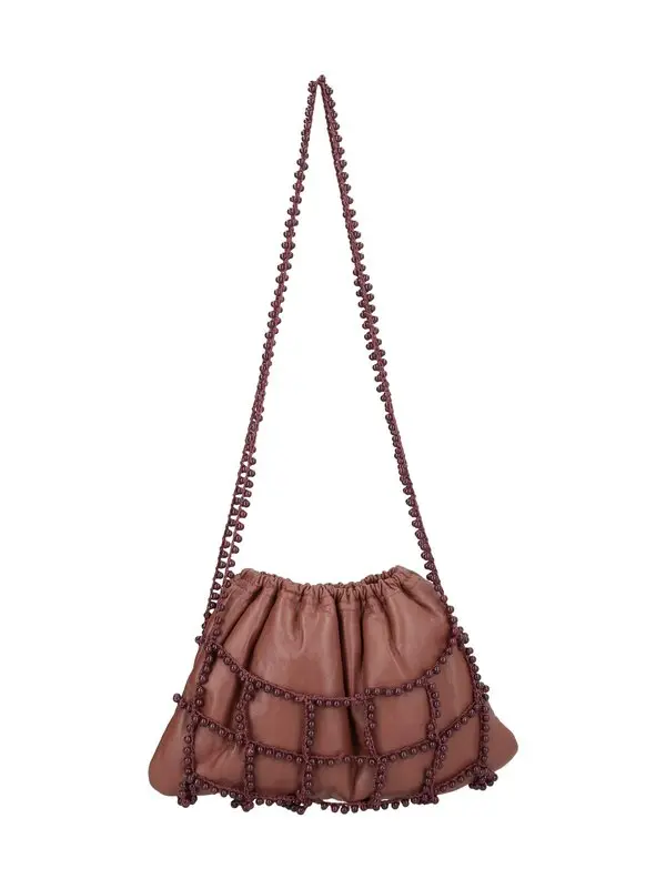 ALYSI Beaded Bag - Brown