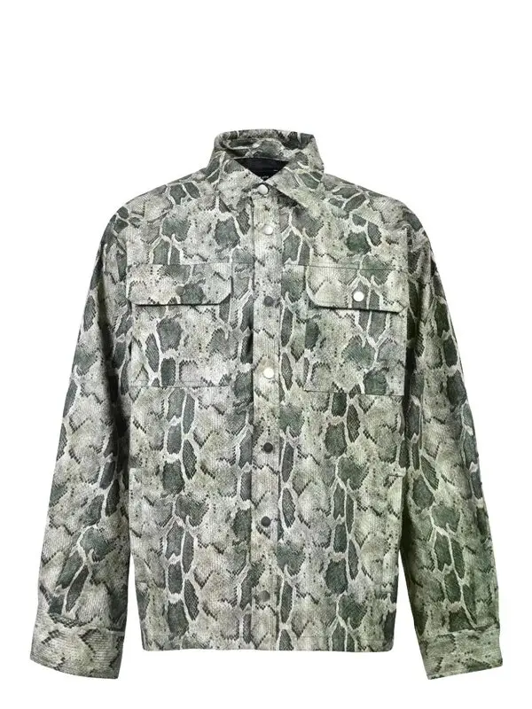 BREATH Python-print Pocket Shirt - Green
