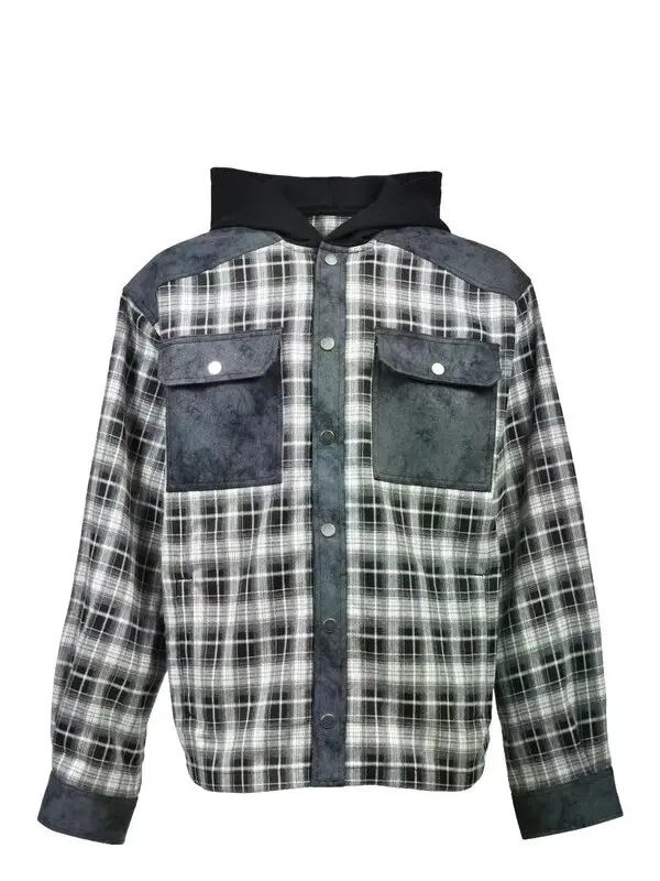 BREATH Hooded Check Shirt - Black