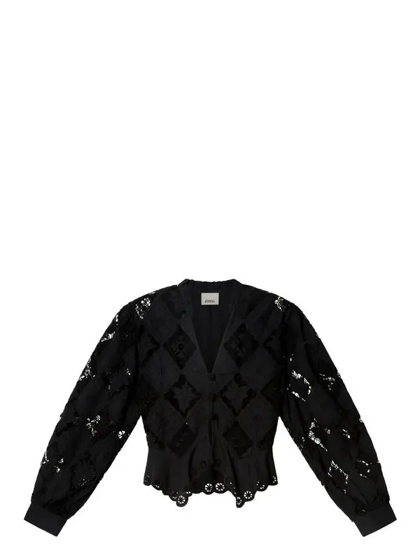 Isabel Marant Nina Broderie Anglaise Blouse - Black