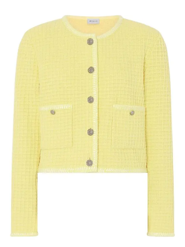 MILLY Sade Textured Cardigan - Light Yellow