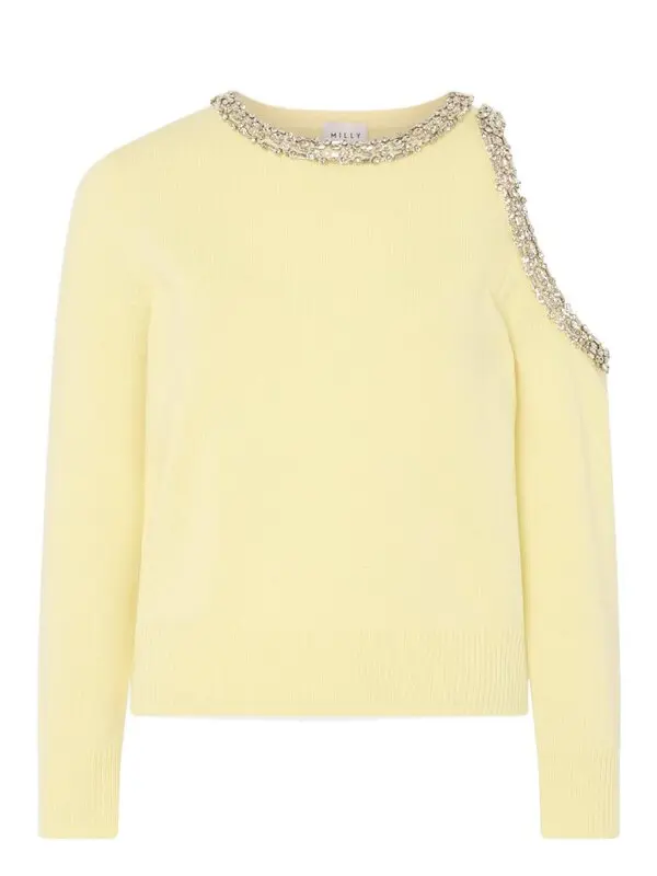 MILLY Roma Crystal-embellished Sweater - Light Yellow