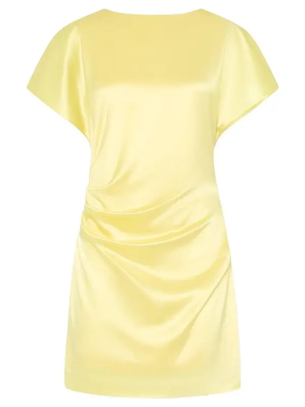 MILLY Kora Hammered Satin Mini Dress - Yellow