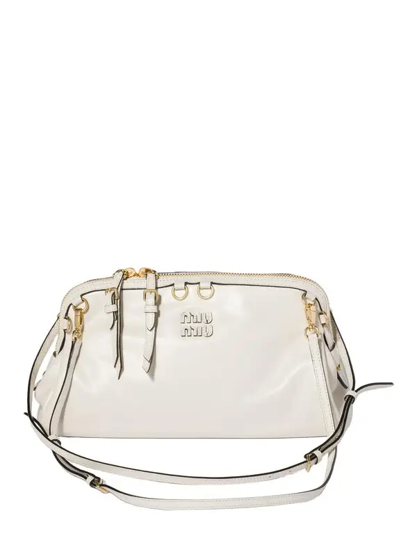 Miu Miu Caprice Shiny Leather Clutch - White