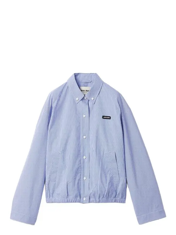 Miu Miu Gingham Check Blouson Jacket - White/light Blue