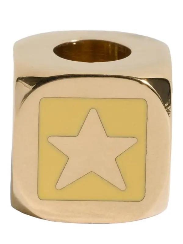 Miu Miu Enameled Metal Dice Charm With Star - Vanilla