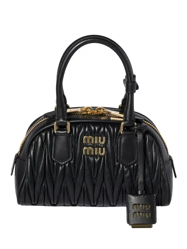 Miu Miu Arcadie Matelassé Nappa Leather Bag - Black