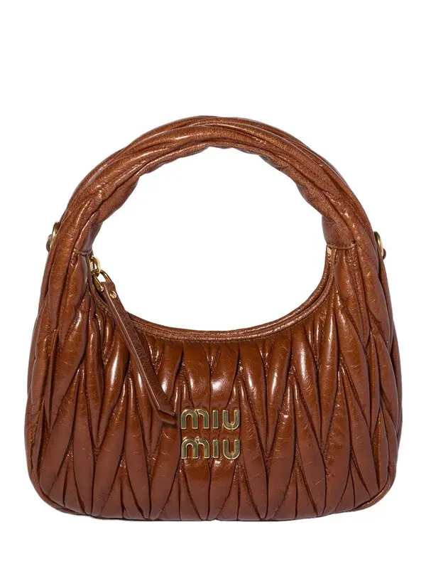 Miu Miu Wander Matelassé Nappa Leather Hobo Bag - Palisander