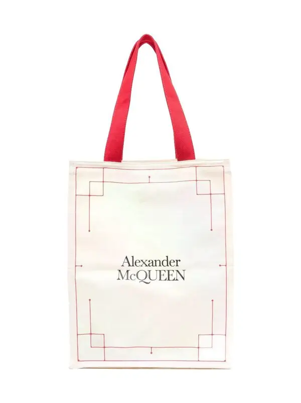 Alexander McQueen 2020s Logo-print Tote Bag - Neutrals