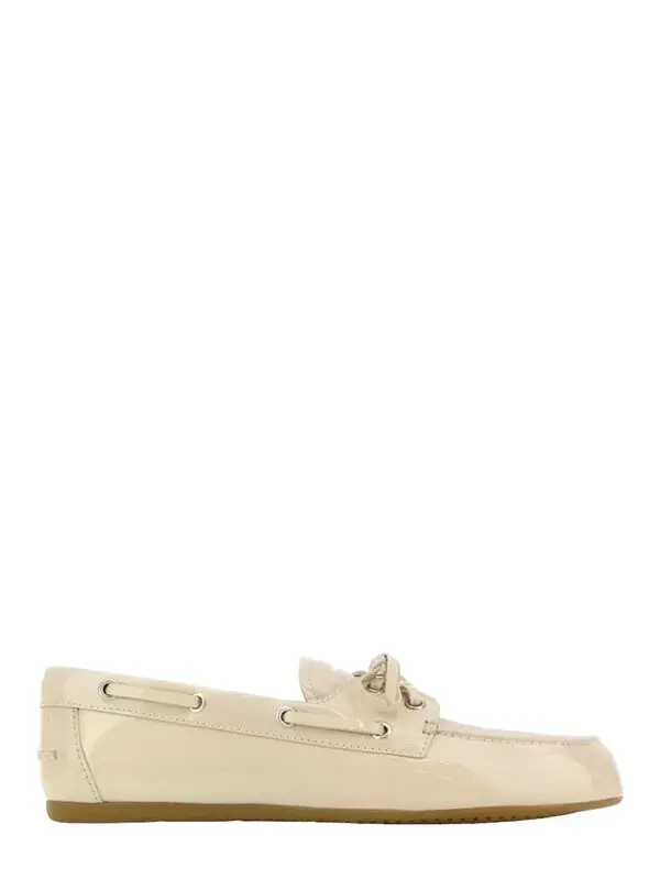 Miu Miu Leather Tie Loafers - Neutrals
