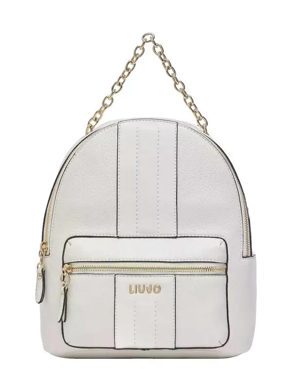 Liu Jo Grained Effect Backpack With Chain Detail - Neutrals