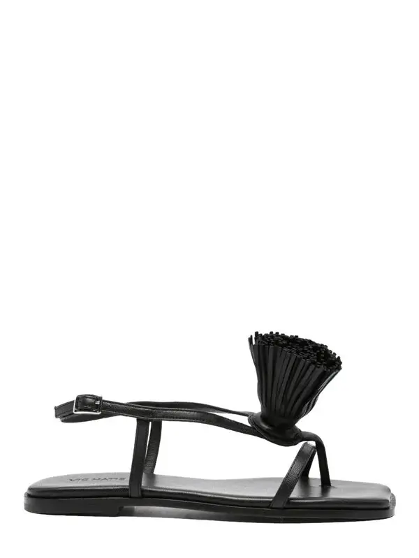 VIC MATIE Baron Leather Flat Sandals - Black