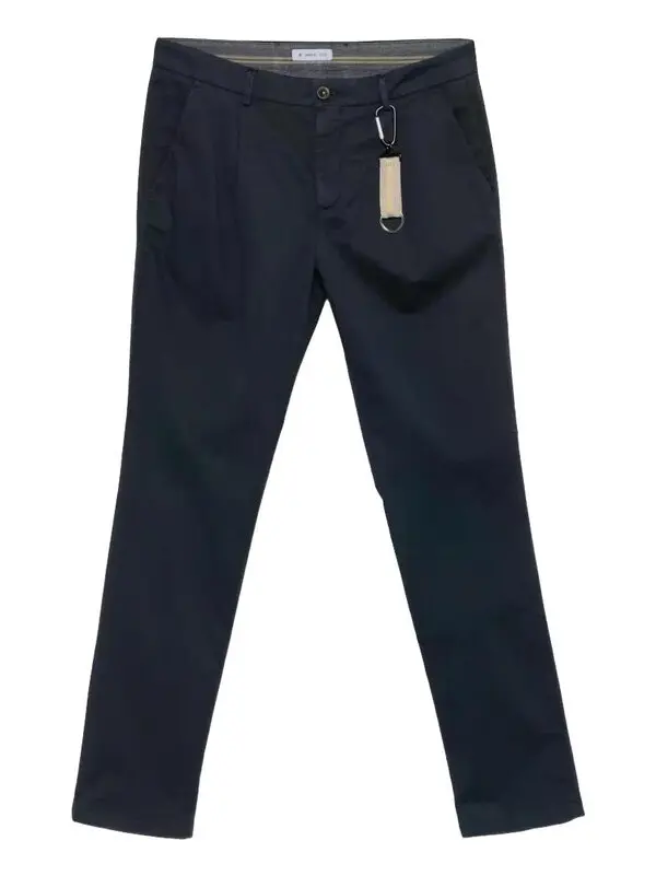 MANUEL RITZ Micro-texture Pleated Trousers - Blue