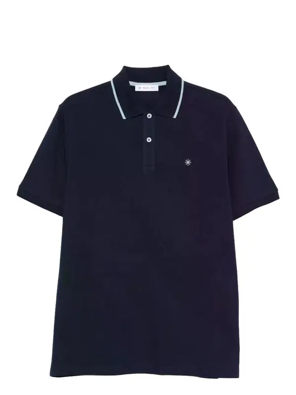 MANUEL RITZ Contrasting-trim Polo Shirt - Blue