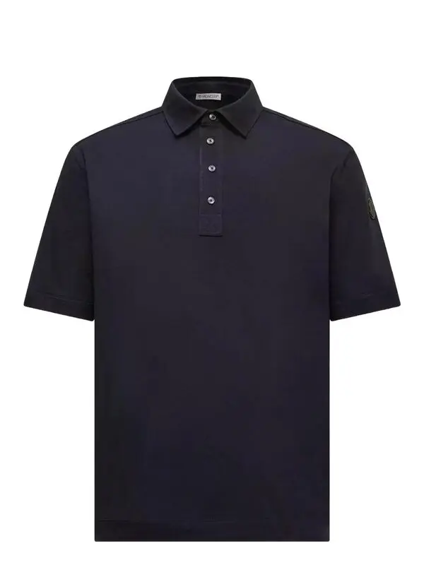 Moncler Button Short-sleeve Polo Shirt - Blue