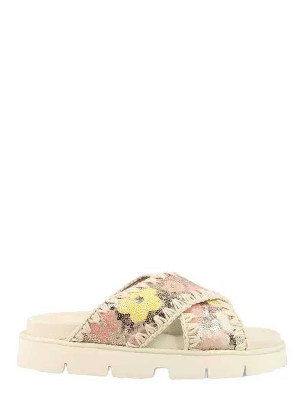 Mou Sequin-embellished Flat Sandals - Neutrals