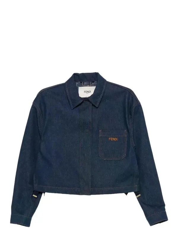 Fendi Logo-embroidered Denim Jacket - Blue