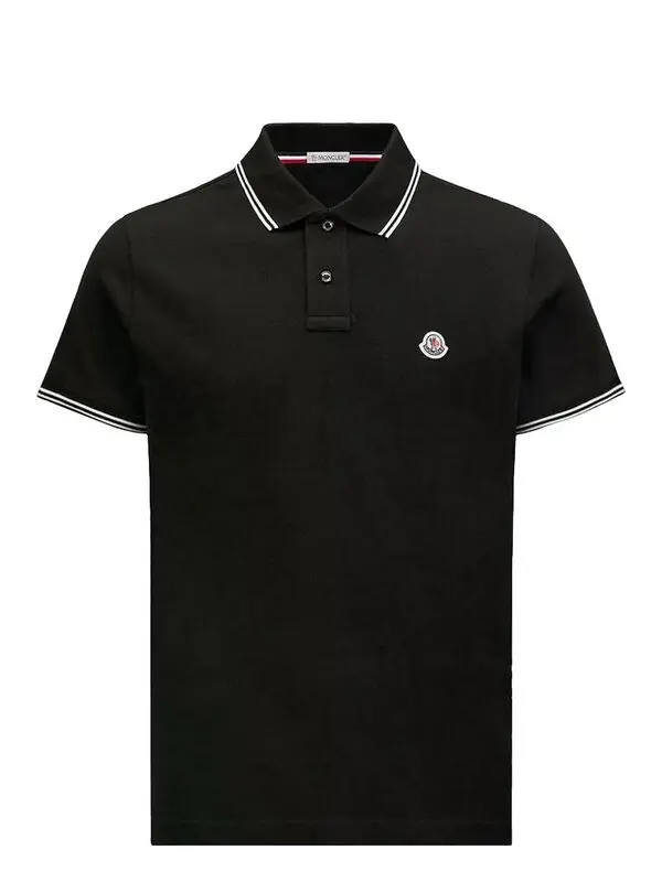 Moncler Logo-patch Cotton Polo Shirt - Black