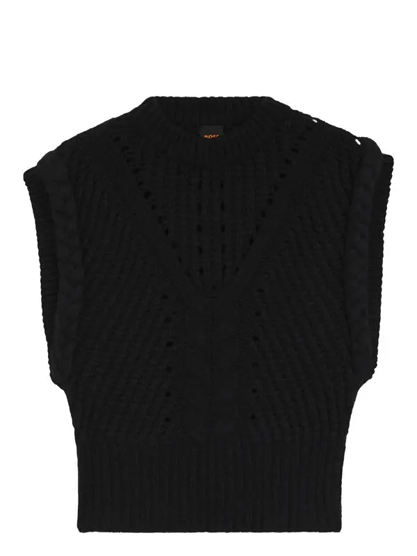 BOSS Structured Knit Top - Black