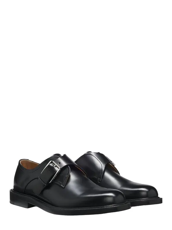 BOSS Italian Leather Monk Shoes - Black