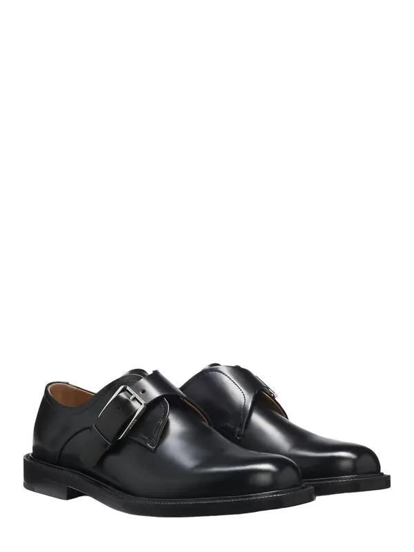 BOSS Italian Leather Monk Shoes - Black