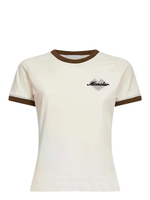 Moncler Ribbed Heart Print T-shirt - Neutrals