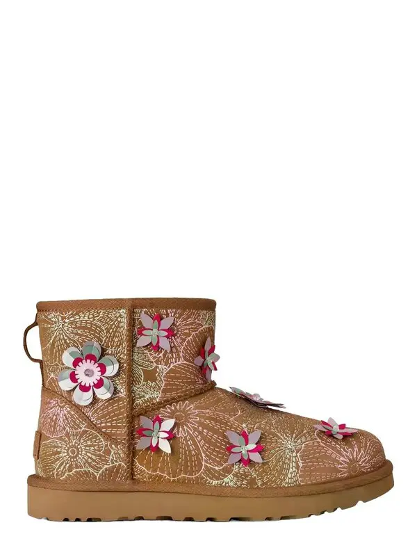UGG Classic Mini Floral-appliqué Boots - Brown