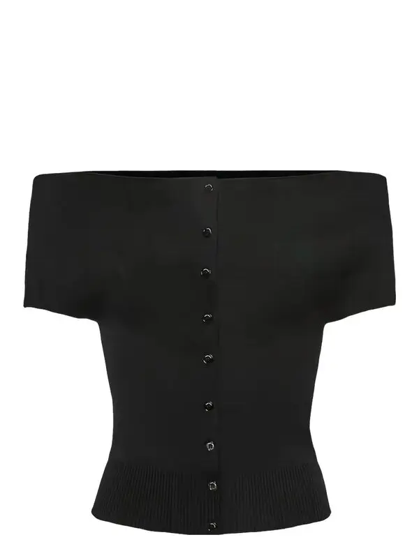Magda Butrym Buttoned Off-shoulder Top - Black