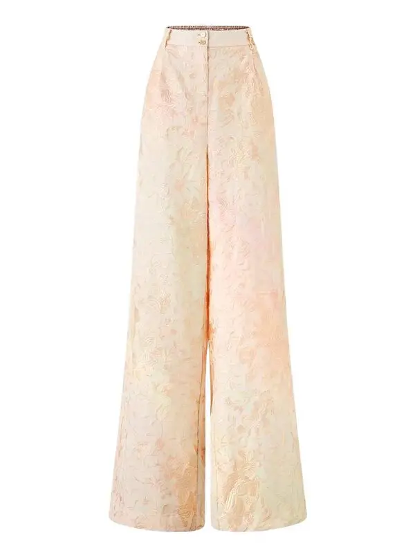 Camilla Floral-embroidered Palazzo Pants - Pink