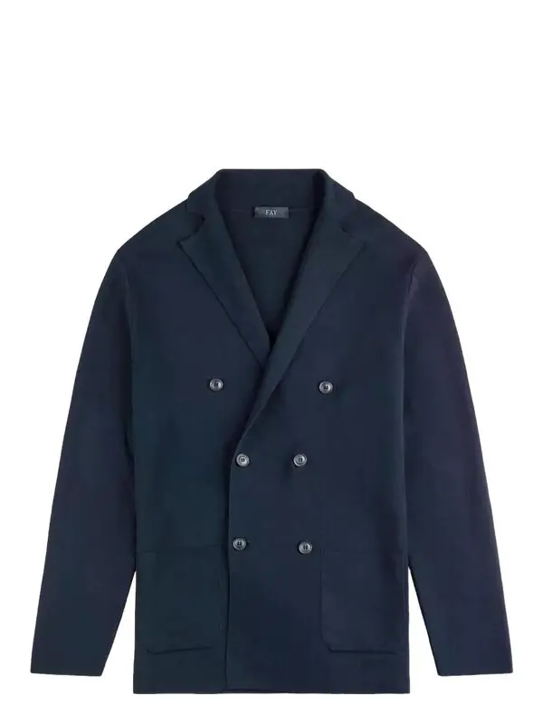 FAY Double-breasted Knit Cotton Cardigan - Blue